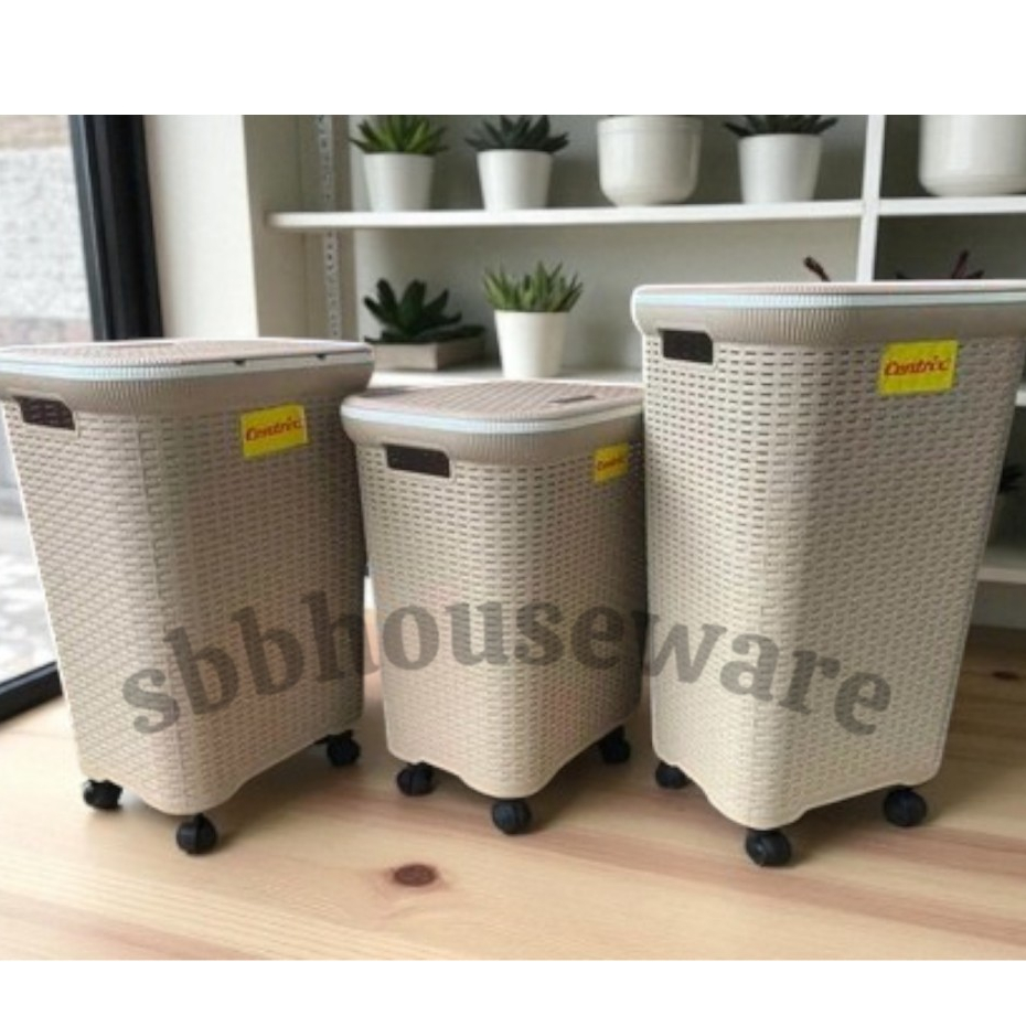 CENTRIX RATTAN BASKET AND LAUNDRY BASKET MOCHA COLOR WITH WHEELS | Shopee Philippines