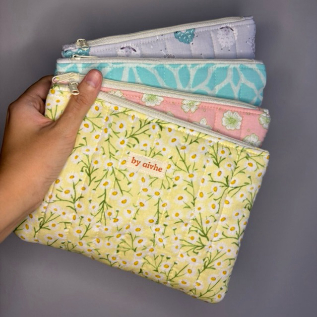 Handmade Small Quilted Pouch / Puffy Pouch / Makeup/Vanity Pouch (Batch ...