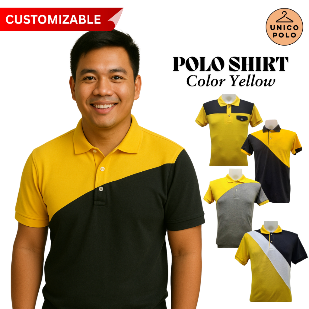 Yellow Men's Combination Polo Shirt School Church Company Organization ...