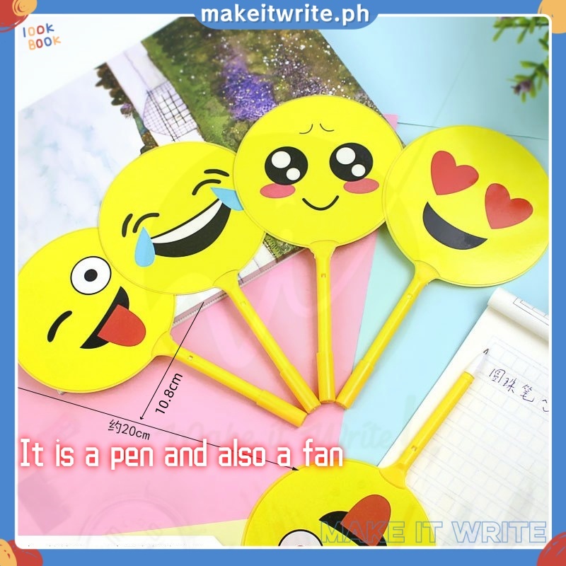 emoji Fan shape Pen Cute Writable fan ballpoint pen Creative blue Ball ...