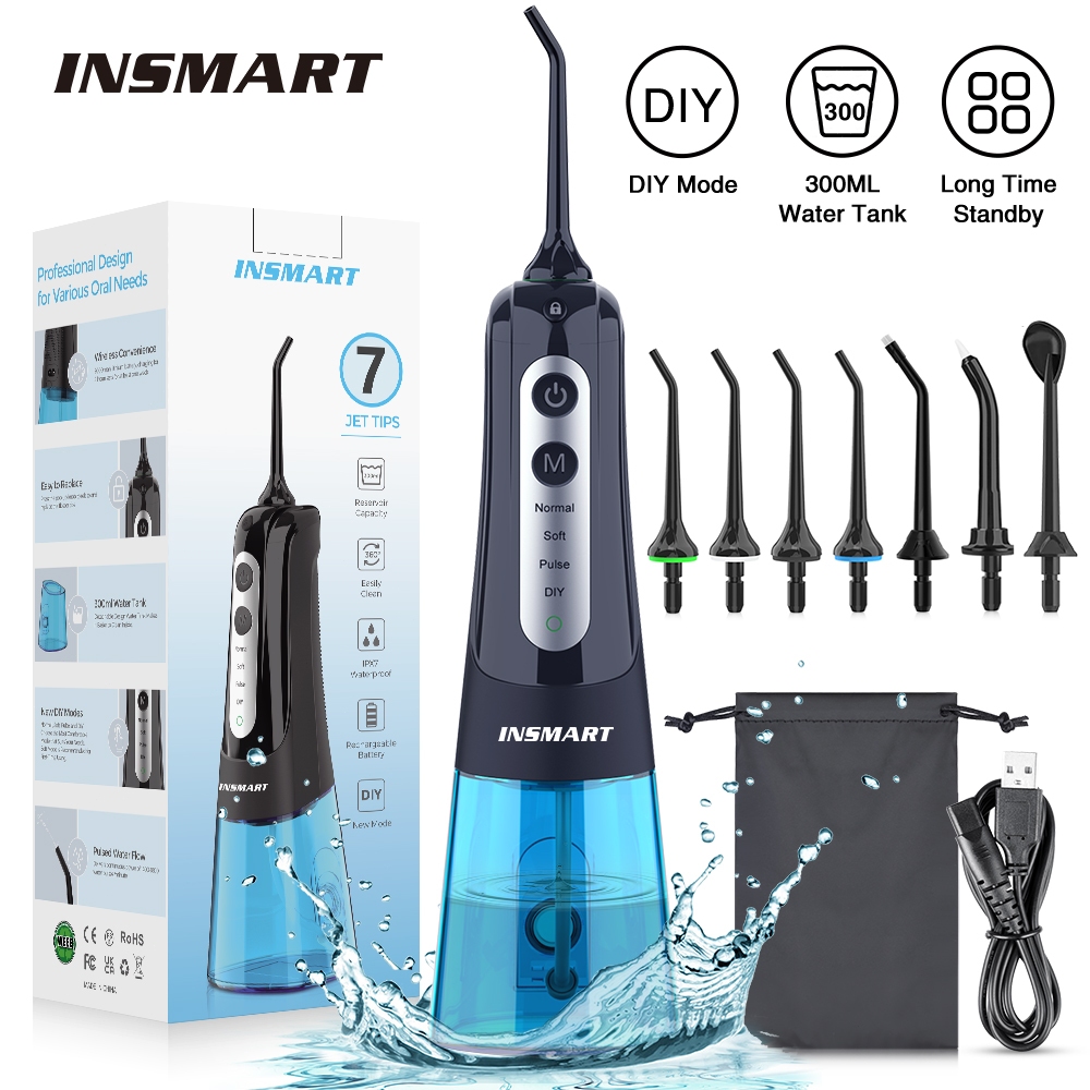 INSMART Water Flosser 4Modes 7Nozzles Water Floss Water Flosser Oral ...