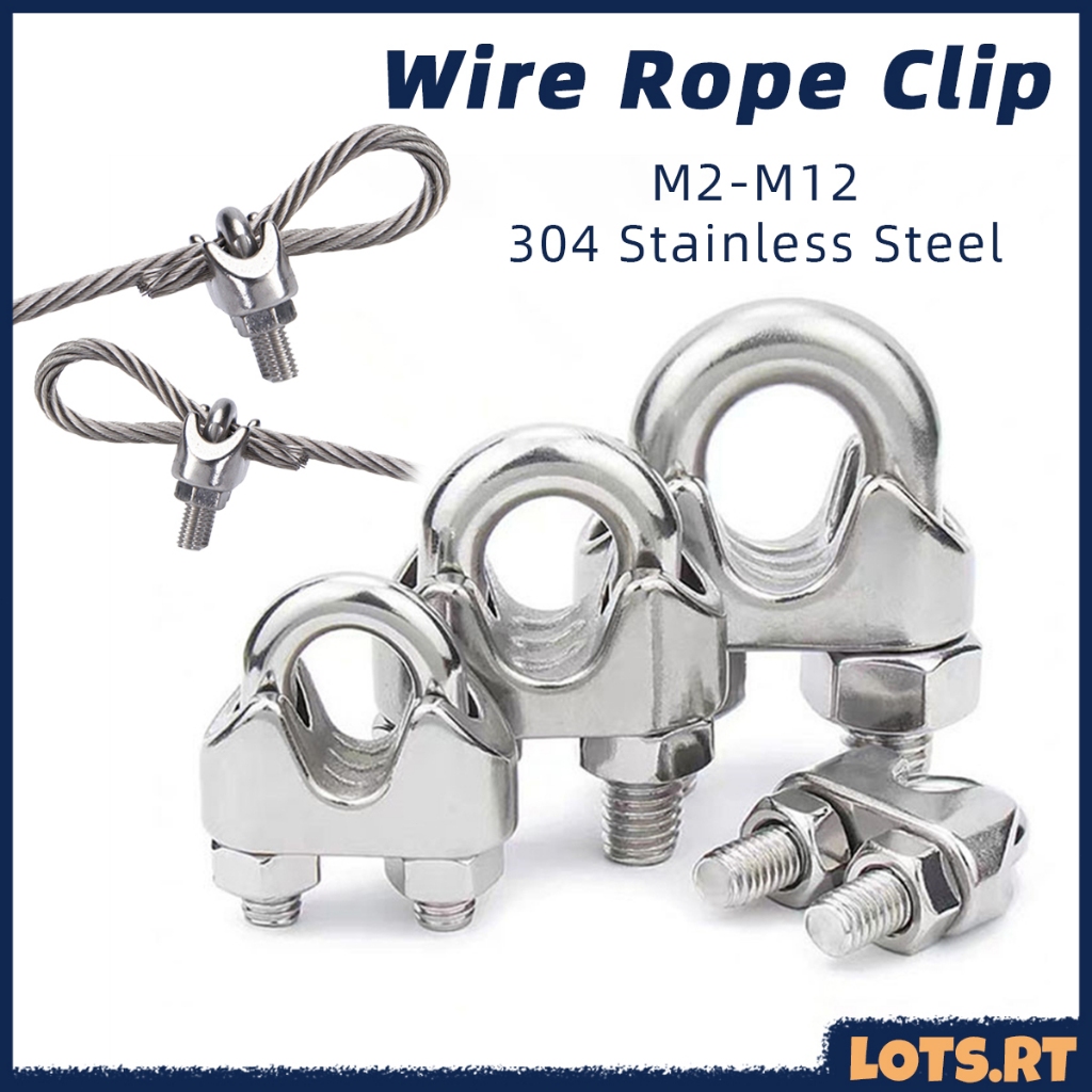 5Pcs SUS304 Steel Wire Clamp 2-12mm Stainless Steel Wire Rope Clip ...