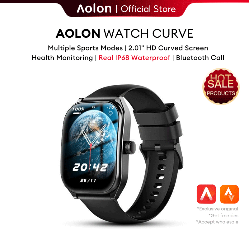 Aolon Curve Smart Watch Bluetooth Call Health Monitoring Smartwatch For ...