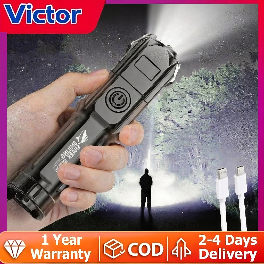 Victor T6 USB Rechargeable Super Bright Flashlight Waterproof LED ...