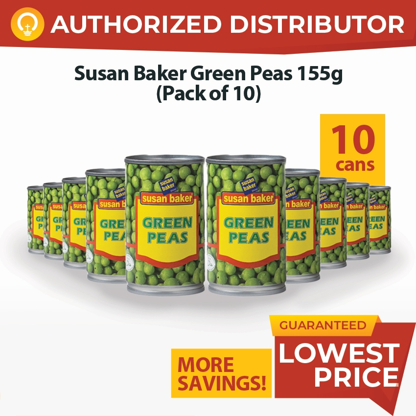 Susan Baker Green Peas 155g x10 Budget Saver Pack Healthy & Affordable ...