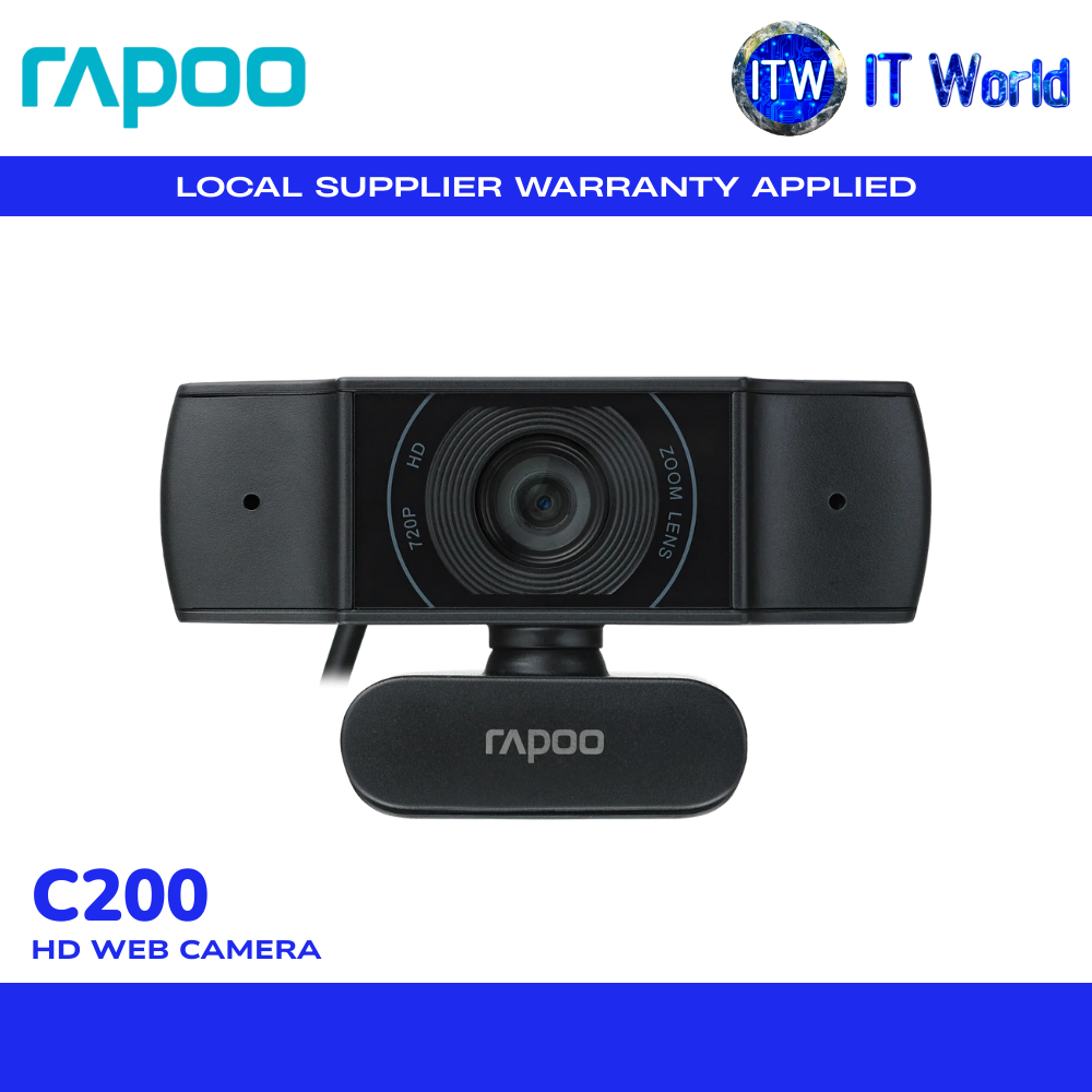 Rapoo C200 Web Camera | 720P HD / Wide-Angle / Noise-Canceling Mic ...