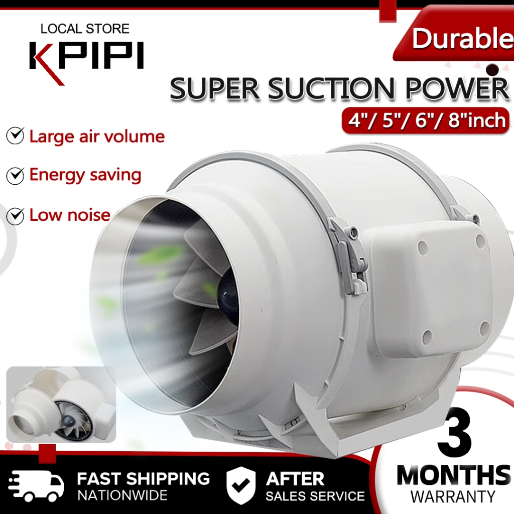 Inline Duct Booster Fan 4/5/6/8 inch High Suction Power Exhaust Fan For ...