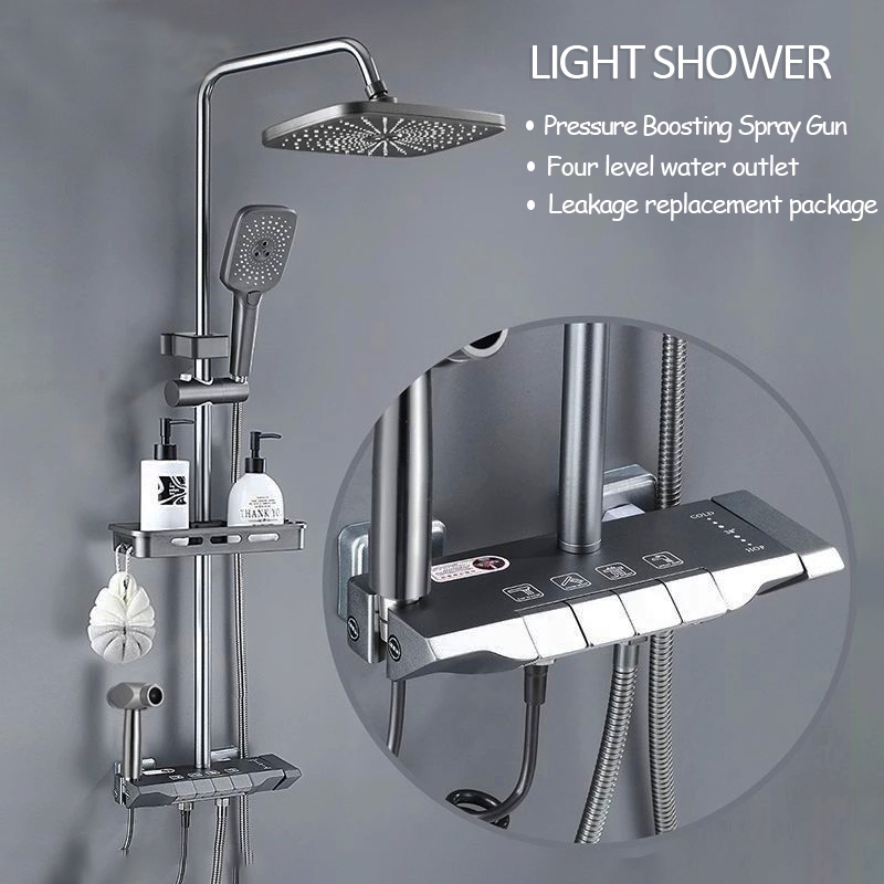 Shower Set Bathroom Thermostatic Stainless Steel Cold and Hot 5-in-1 ...