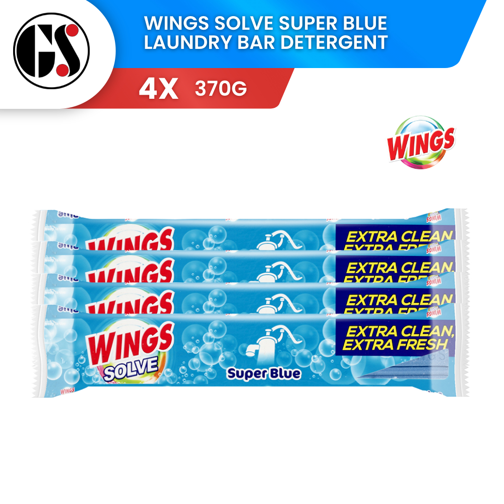 Wings Solve Super Blue Laundry Bar Detergent 370g Set of 4 | Shopee ...
