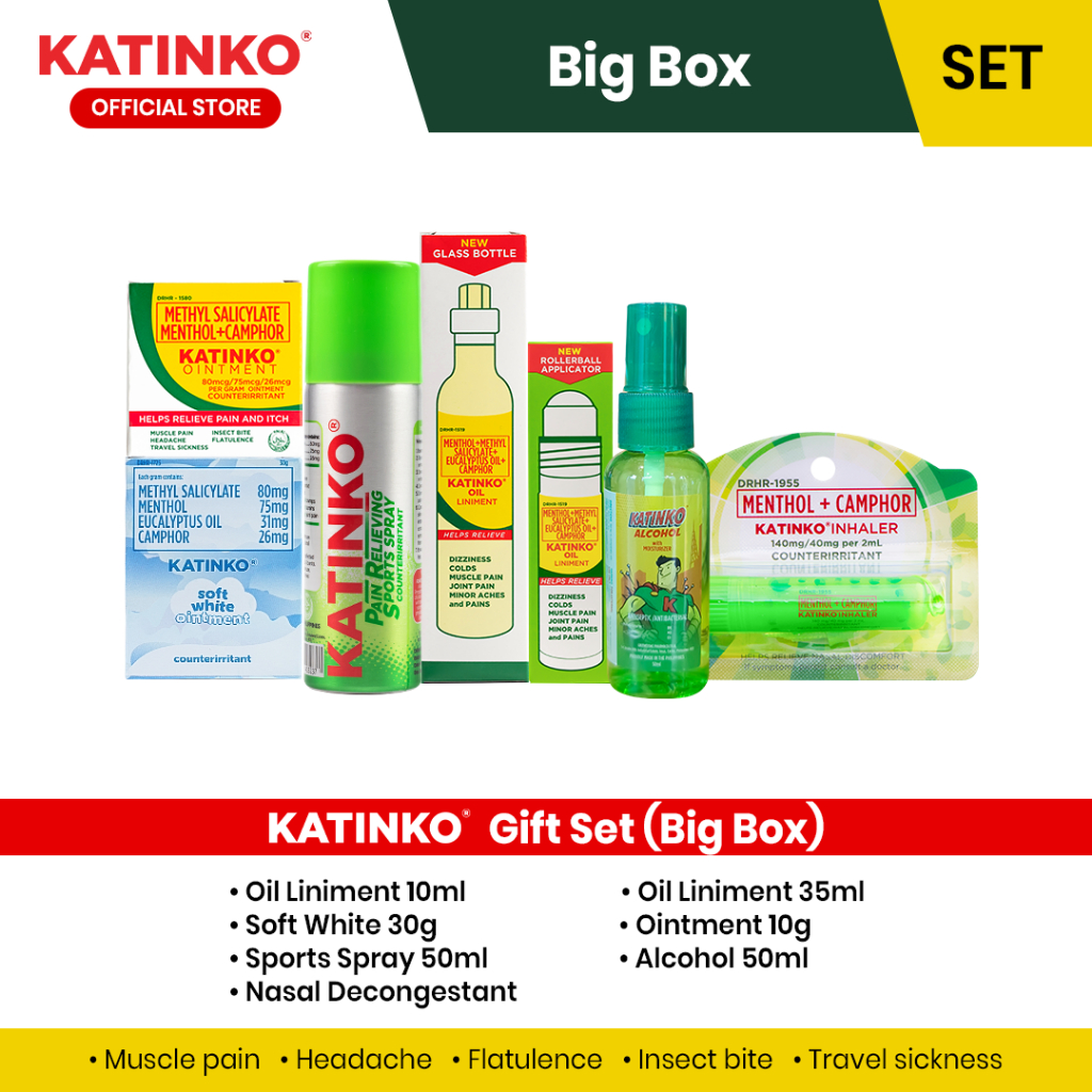 Katinko Gift Set (Big Box) - Oil Liniment, Soft White, Ointment, Sports ...