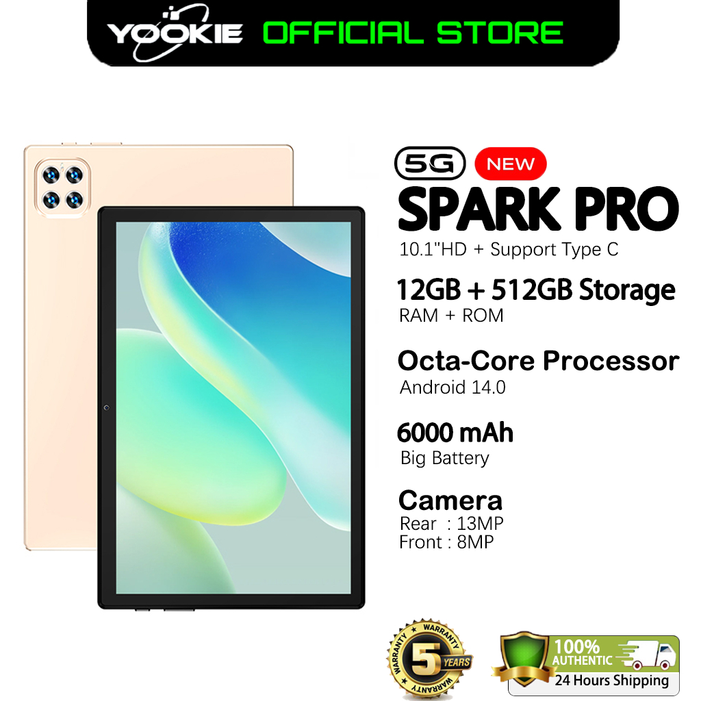 2025 Spark pro Tablet 12GB+512GB Gaming Tablet for Kids 6000mAh Dual ...