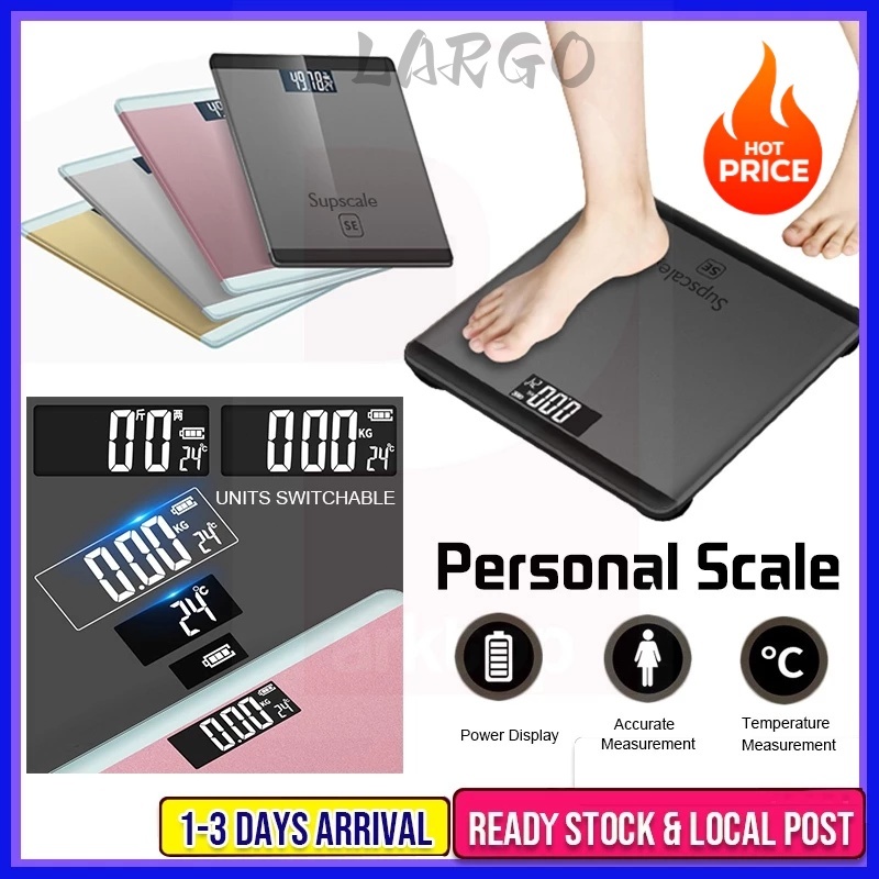 LARGO Digital glass LCD electronic weight scale for home use USB ...