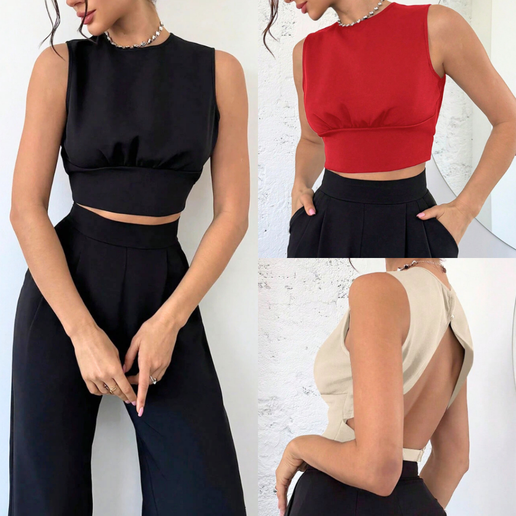 Buy 1 Take 2 = 3 KILY EXCLUSIVE Basic Top Crew Neck Sleeveless Backless ...