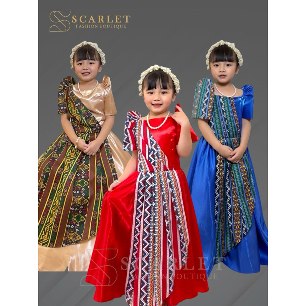 Kids costume Ethnic Filipiniana ballgown for 4-13 years old - Buwan ng ...