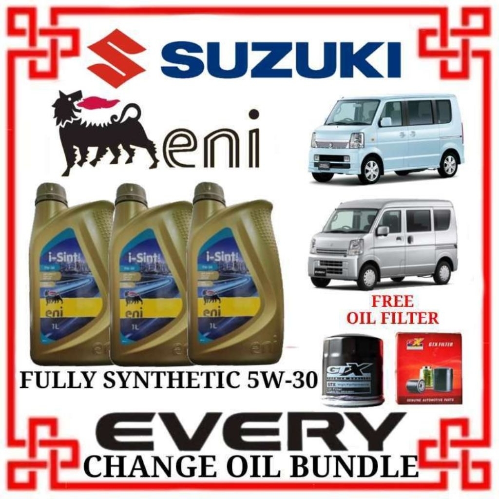 Suzuki Minivan DA17 DA64 Change Oil Bundle, Eni 5W-30 Fully Synthetic ...