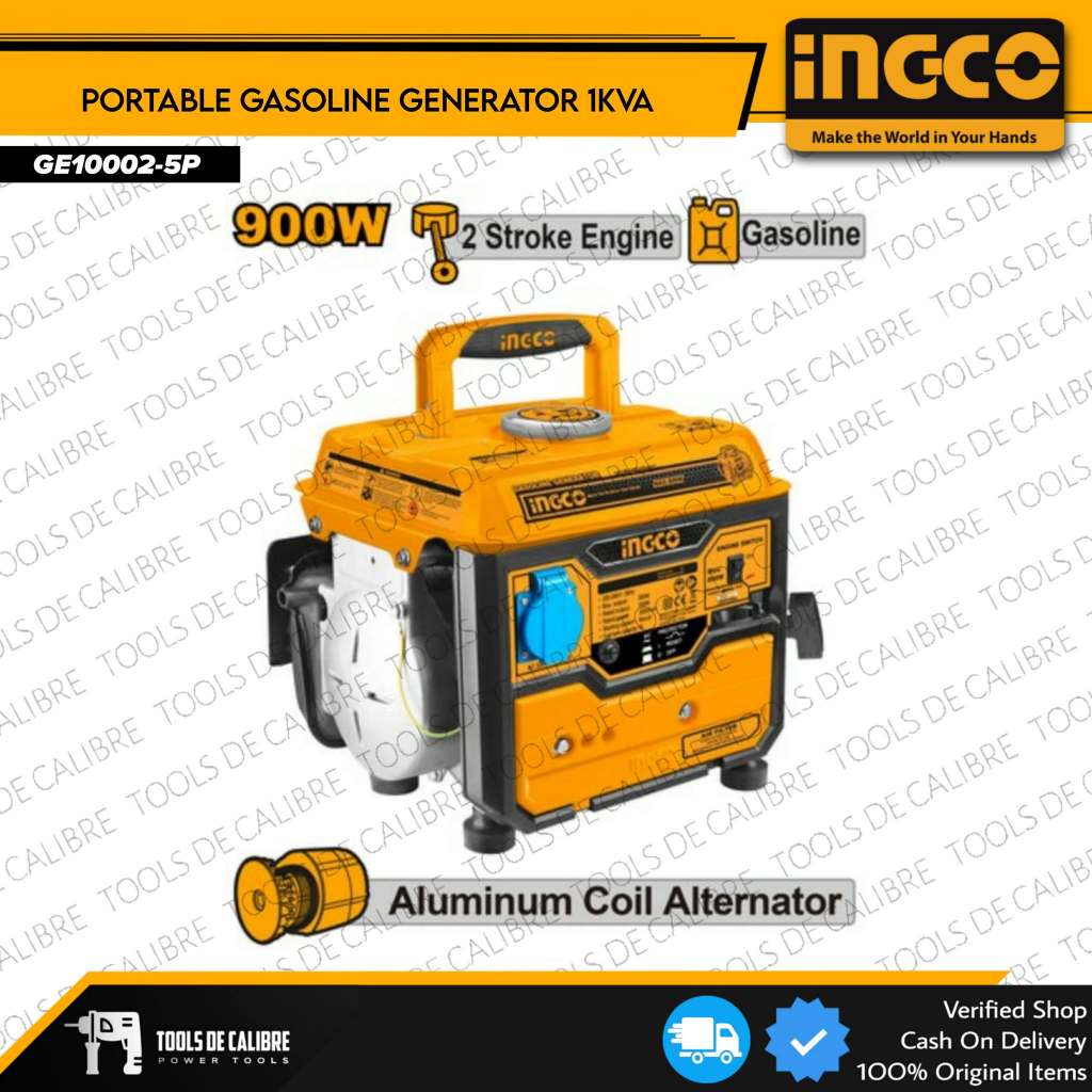 INGCO 900W 1KVA Portable Gasoline Generator 2 Stroke Engine Open Type ...