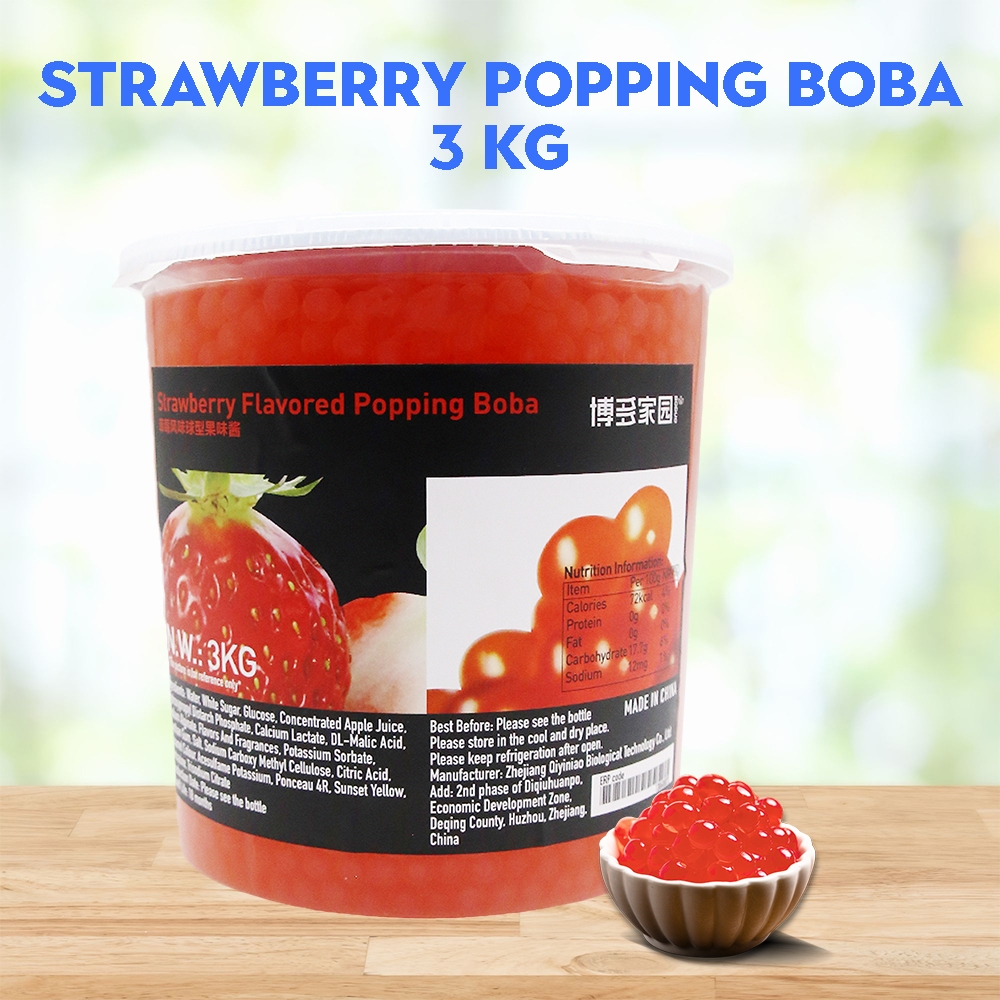 Strawberry Popping Boba 3kg Popping Boba for Juice Fruit Tea Milk Tea ...