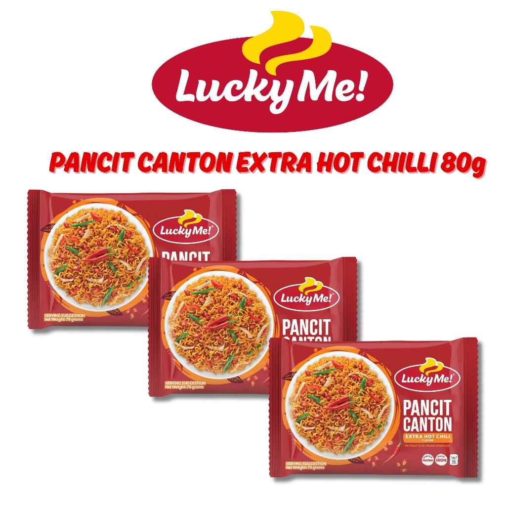 Lucky Me Instant Pancit Canton 80 grams chilimansi and extra hot chili ...