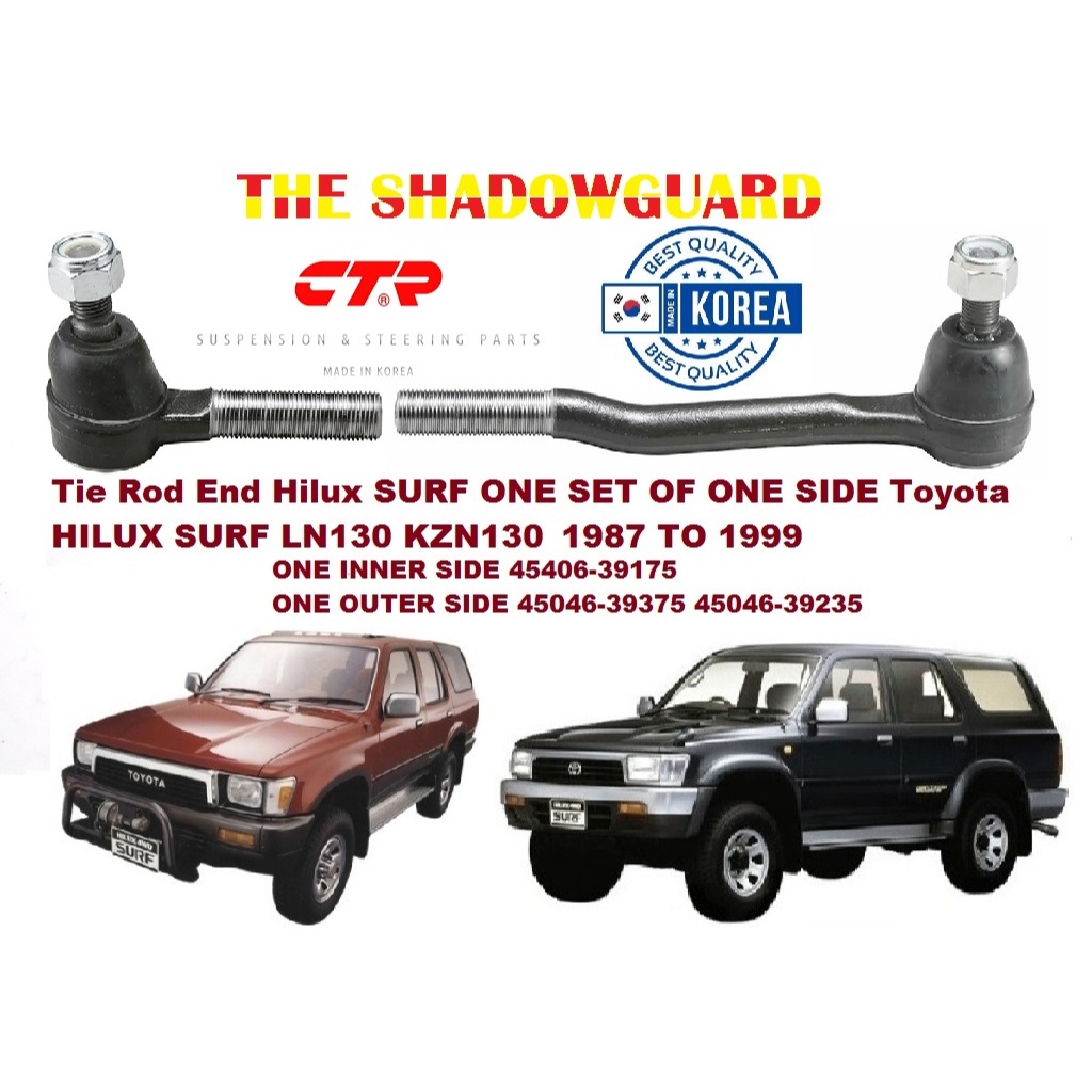 Tie Rod End Hilux SURF ONE SET OF ONE SIDE Toyota HILUX SURF LN130 ...