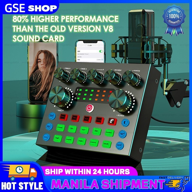 V8s Sound Card Live Singing Equipment Audio Mixer Streaming Bluetooth ...