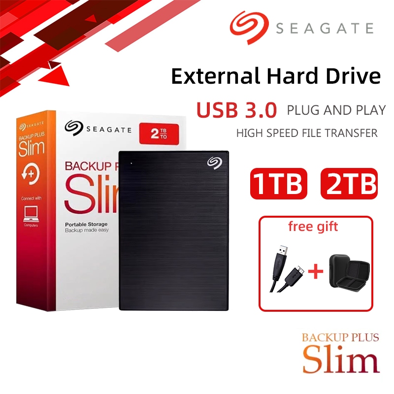 Seagate 1TB 2TB Plus Slim External Hard Drive Storage USB 3.0 Portable ...