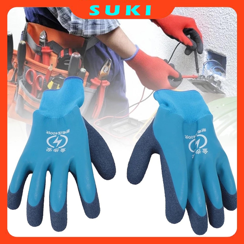 400V Professional Electrical Safety Gloves Anti-Slip Electrician Safety ...