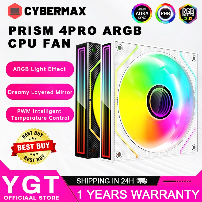 YGT 120mm ARGB Case Fan 4Pin PWM Silent Infinite Mirror Lighting With ...