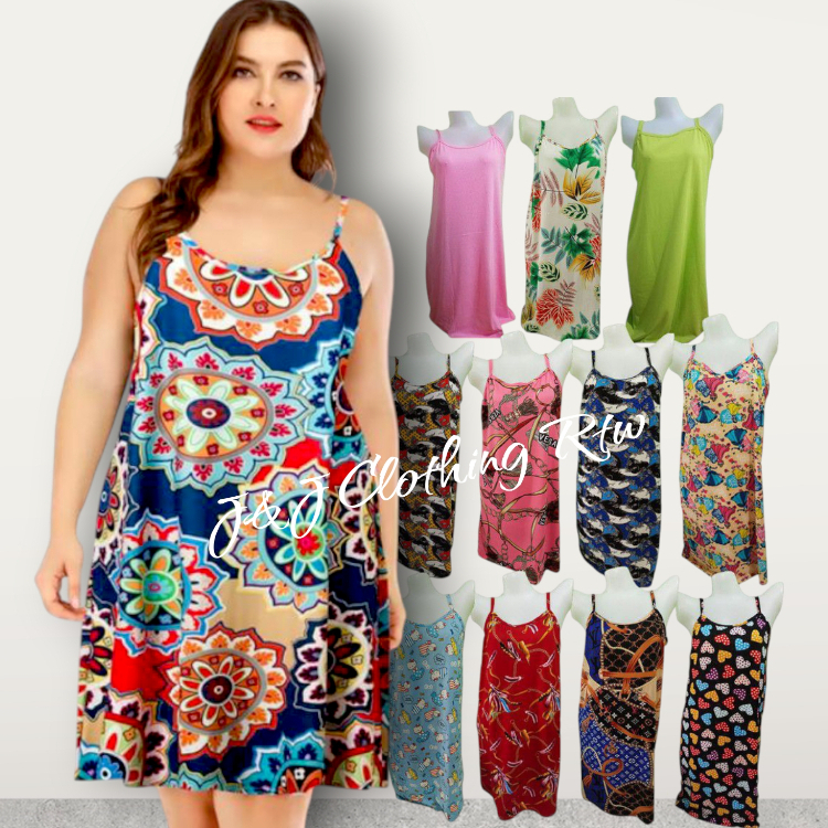 Plus Size Spaghetti Sleeveless Duster Dress Pambahay Spaghetti Strap ...