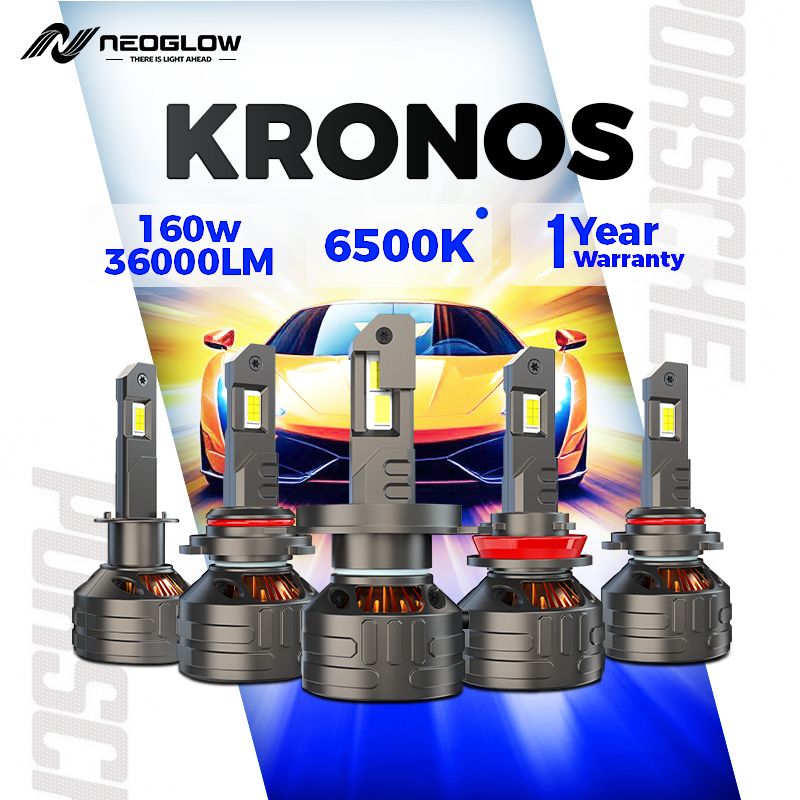 NeoGlow KRONOS 160W 36000LM Lighting LED Headlight 6500K – 2PCS H4/H11/9005 with CANbus, Plug ...