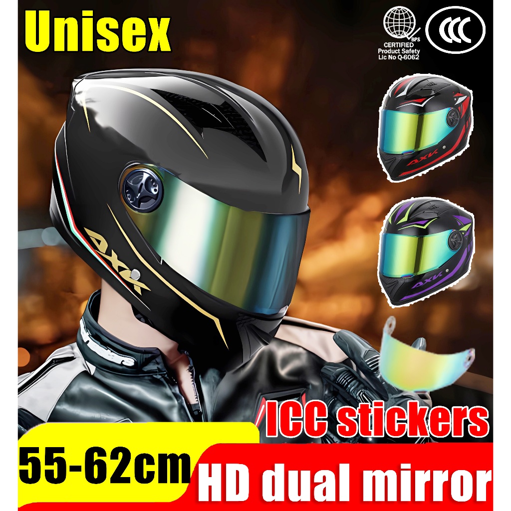 ICC Stickers Helmet Full Face Dual Visor Road Racing Helmet Motorcycle ...