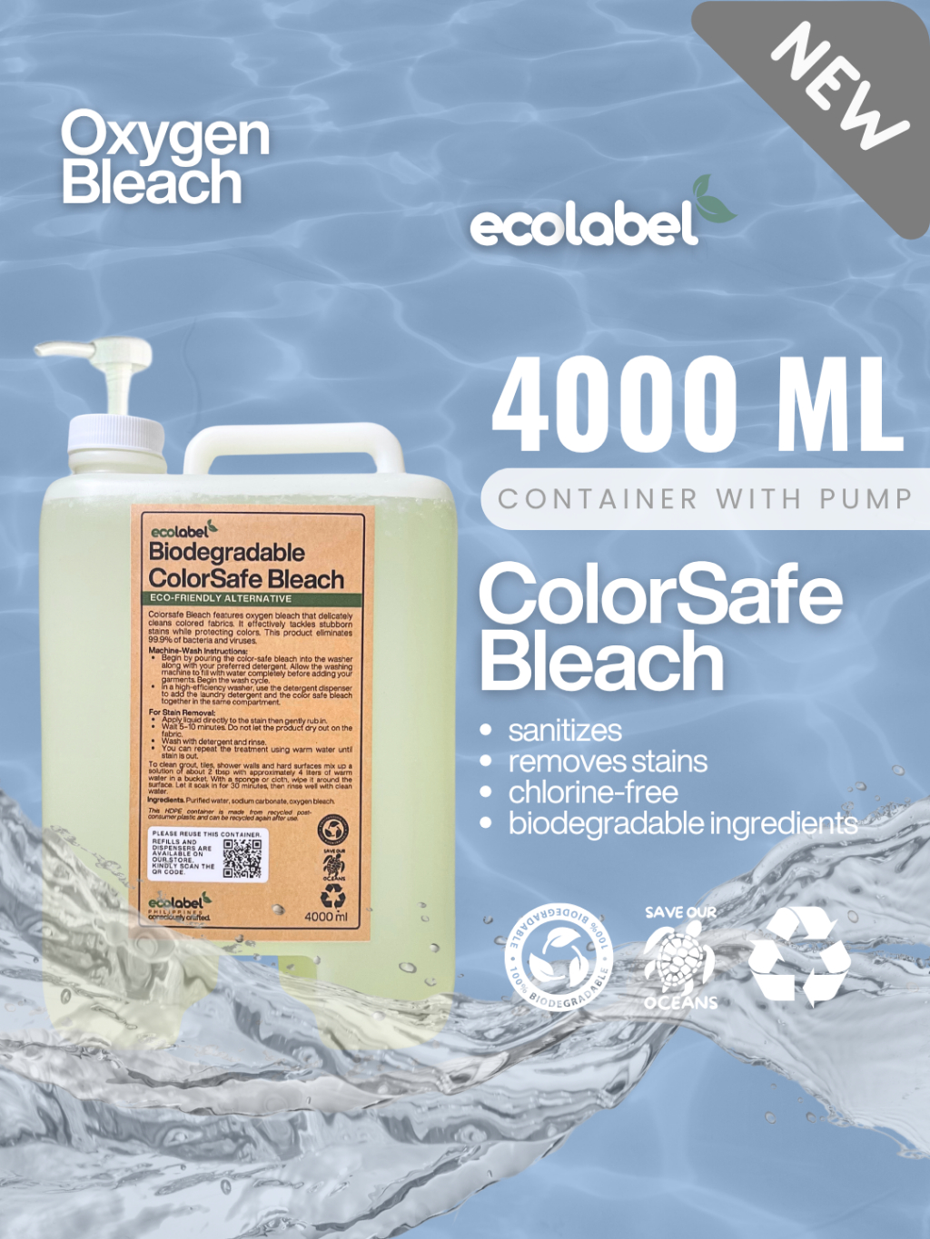 Eco-friendly Biodegradable ColorSafe Liquid Bleach for colored garments ...