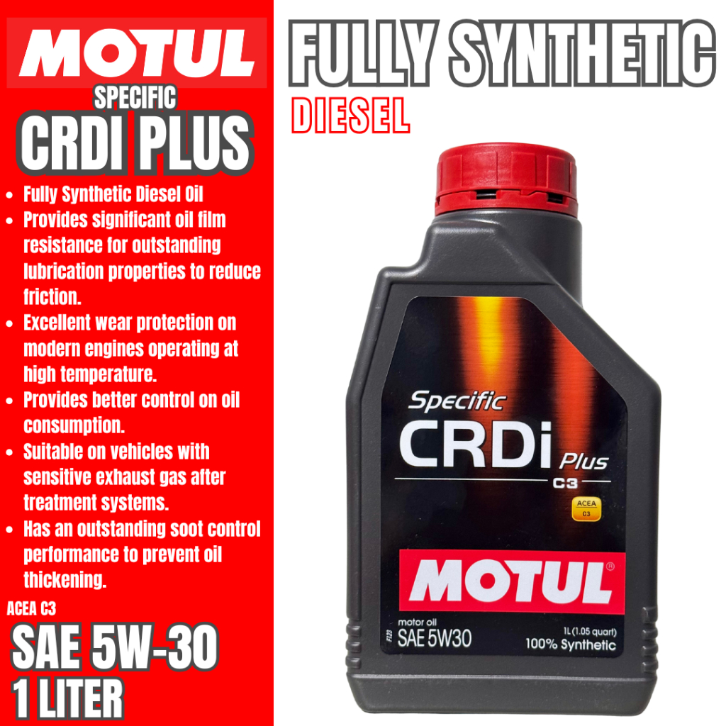 MOTUL Fully Synthetic 5w30 ACEA C3 CRDI Plus Diesel Engine Oil | 1Liter ...