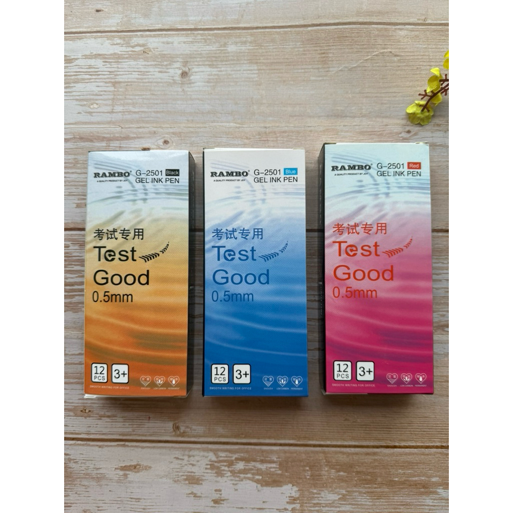 Rambo Test Good Gel Pen 0.5m Black / Blue / Red G-2501 (12pcs) | Shopee ...