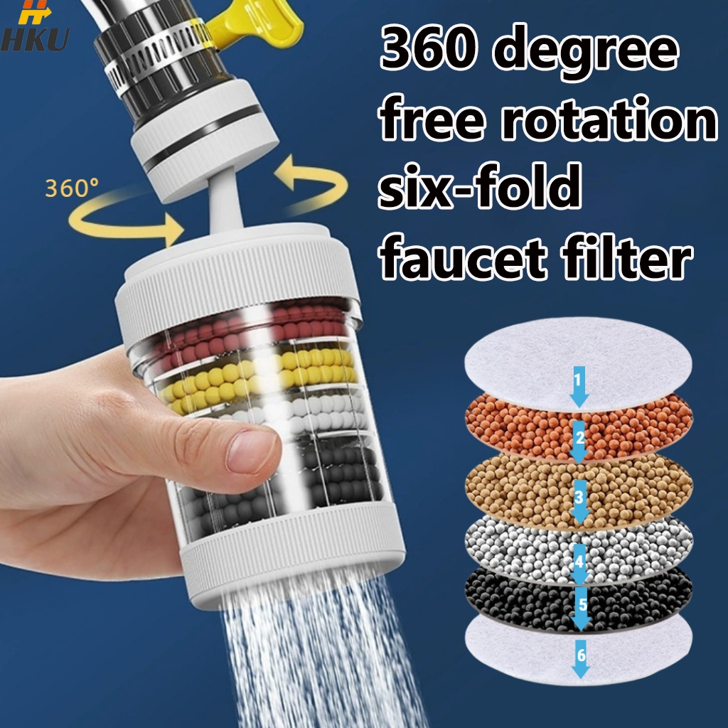 6 Layer Water Filter Faucet Filter 360 Flexible rotation Degree for ...