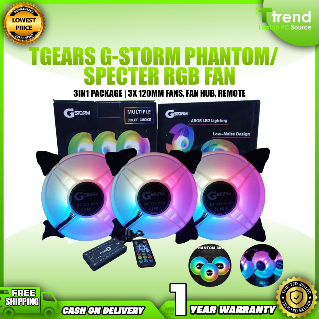 TGEARS GSTORM PHANTOM / SPECTER ARGB RGB CASE FAN CPU Cooler Fan 3in1 ...