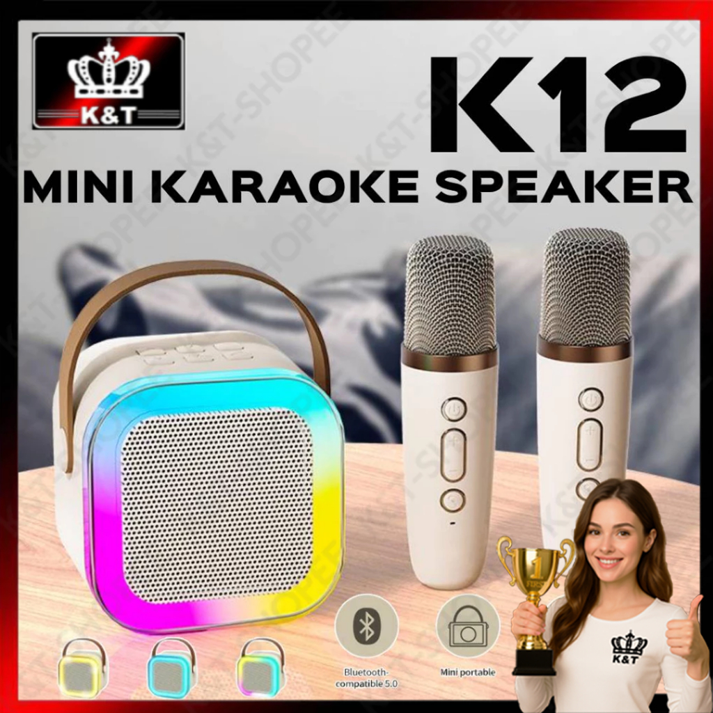 K12 Mini Karaoke Wireless Audio Speaker Bluetooth Microphone Portable Home KTV Karaoke Machine ...