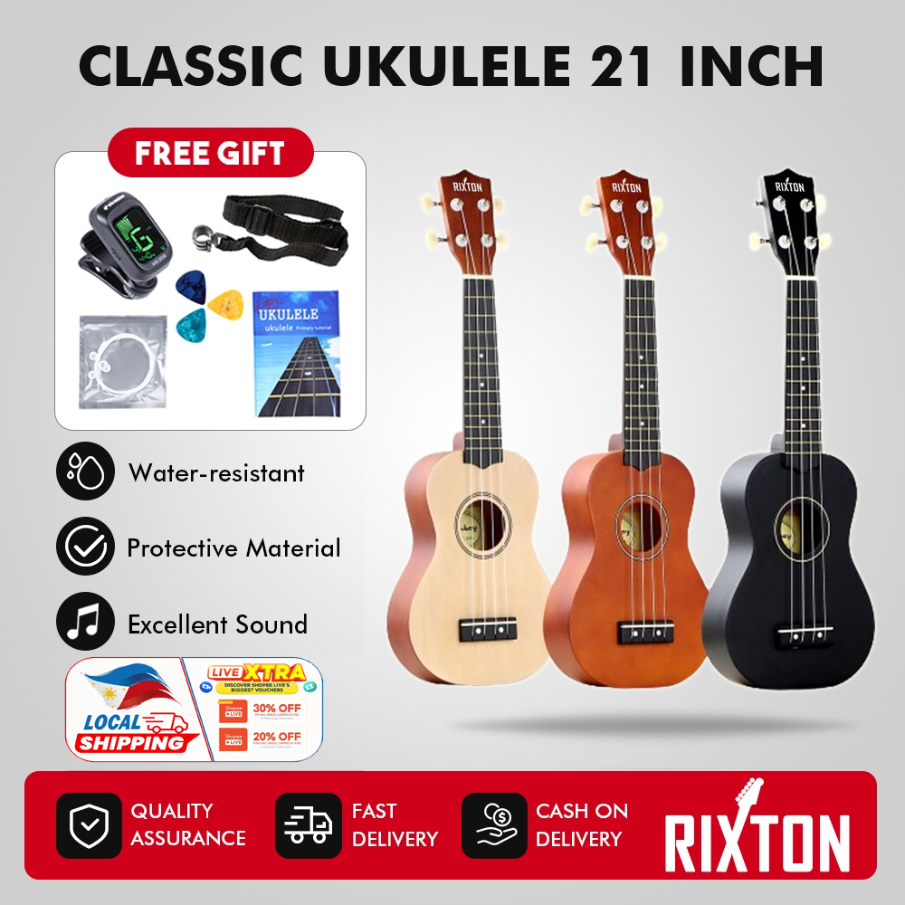 Rixton 21 Inch Ukulele Guitar Portable Musical Wooden Instrument Guitar ...