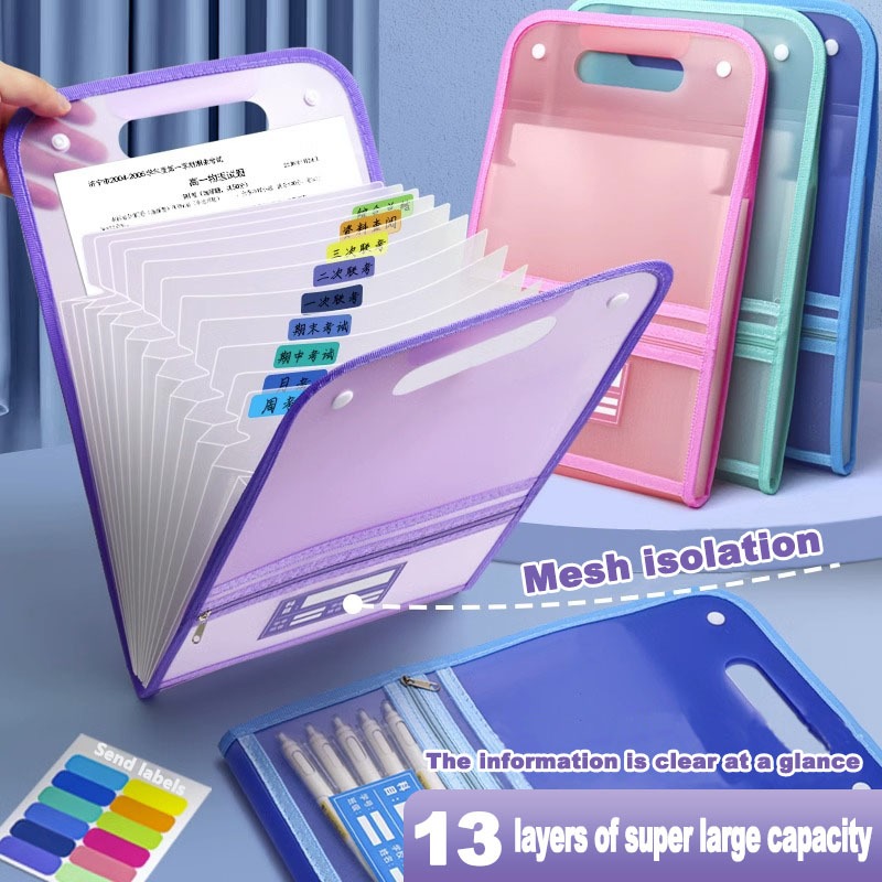 13 Layer A4 Folder File Documents Organizer With Handle Expanding ...