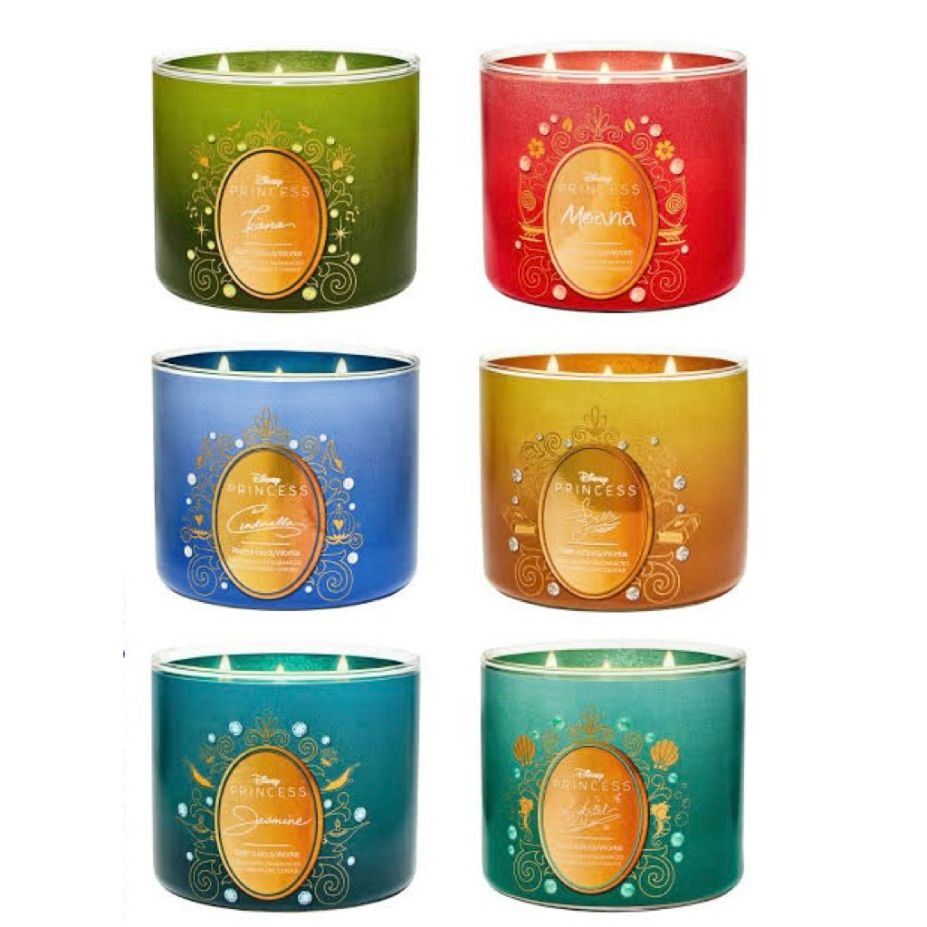 BBW 3Wick Candle Disney Collection 🇨🇦 Ariel, jasmine,belle | Shopee ...