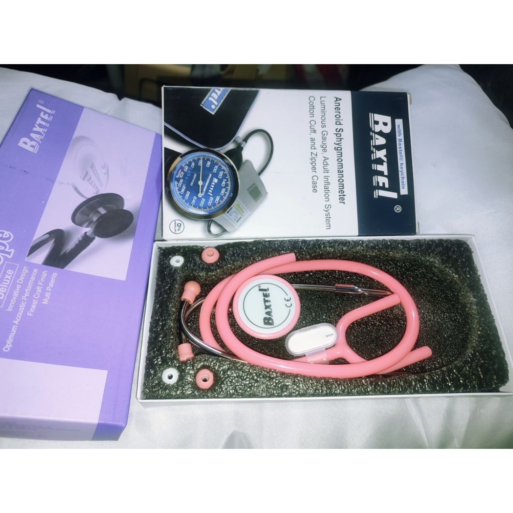 (PINK & BP)ORIGINAL BAXTEL SET BP & STETHOSCOPE BLOOD MONITOR | Shopee ...