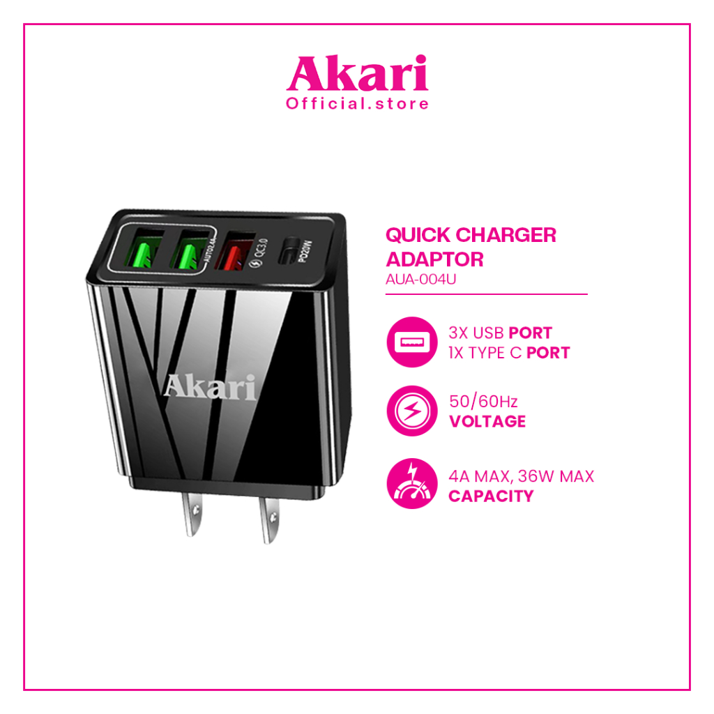 Akari Quick Charger Adaptor (AUA-004U) | Shopee Philippines