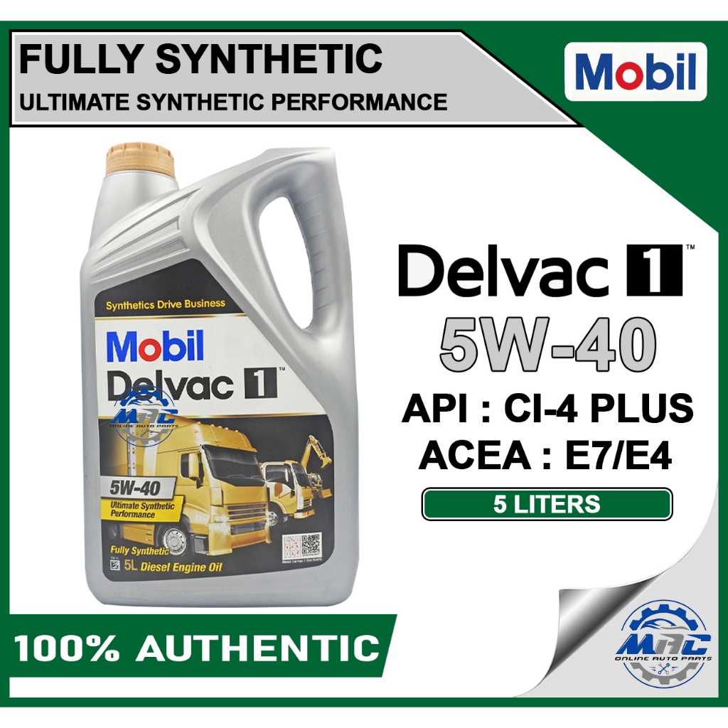 MOBIL Delvac 1 5W40 Fully Synthetic Diesel Engine Oil 1 Liter & 5 ...
