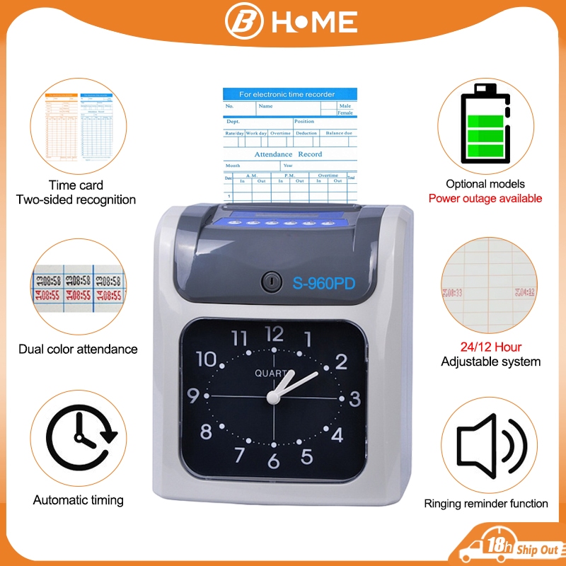 Bundy Clock With Timecard 24/12 Hour Adjustable System Power Outage ...