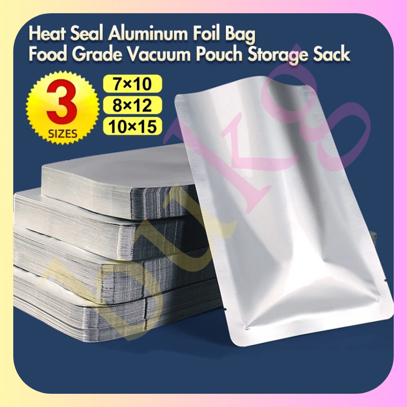 100Pcsc Heat Seal Bag Glossy Aluminum Foil Bag Food Grade Vacuum Pouch ...