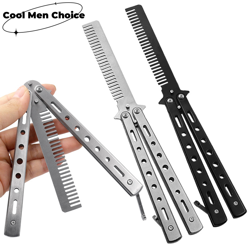 Men Butterfly Hair Comb Practice Combs Foldable Stainless Steel Trainer ...