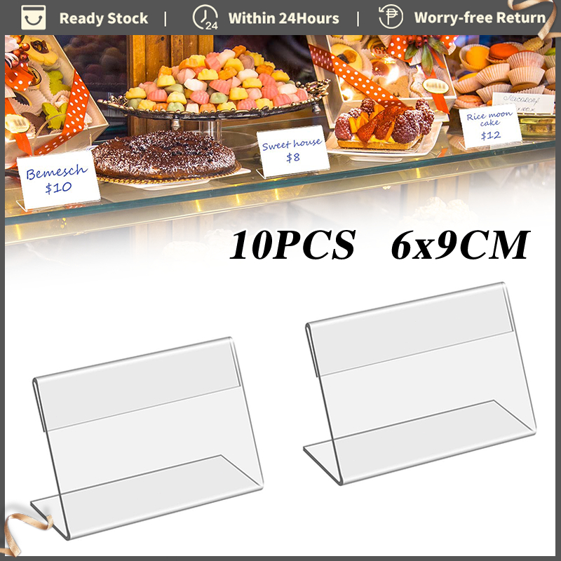 10PCS Small Acrylic Sign Holder 9x6cm for Food Sign Labels Party Buffet ...