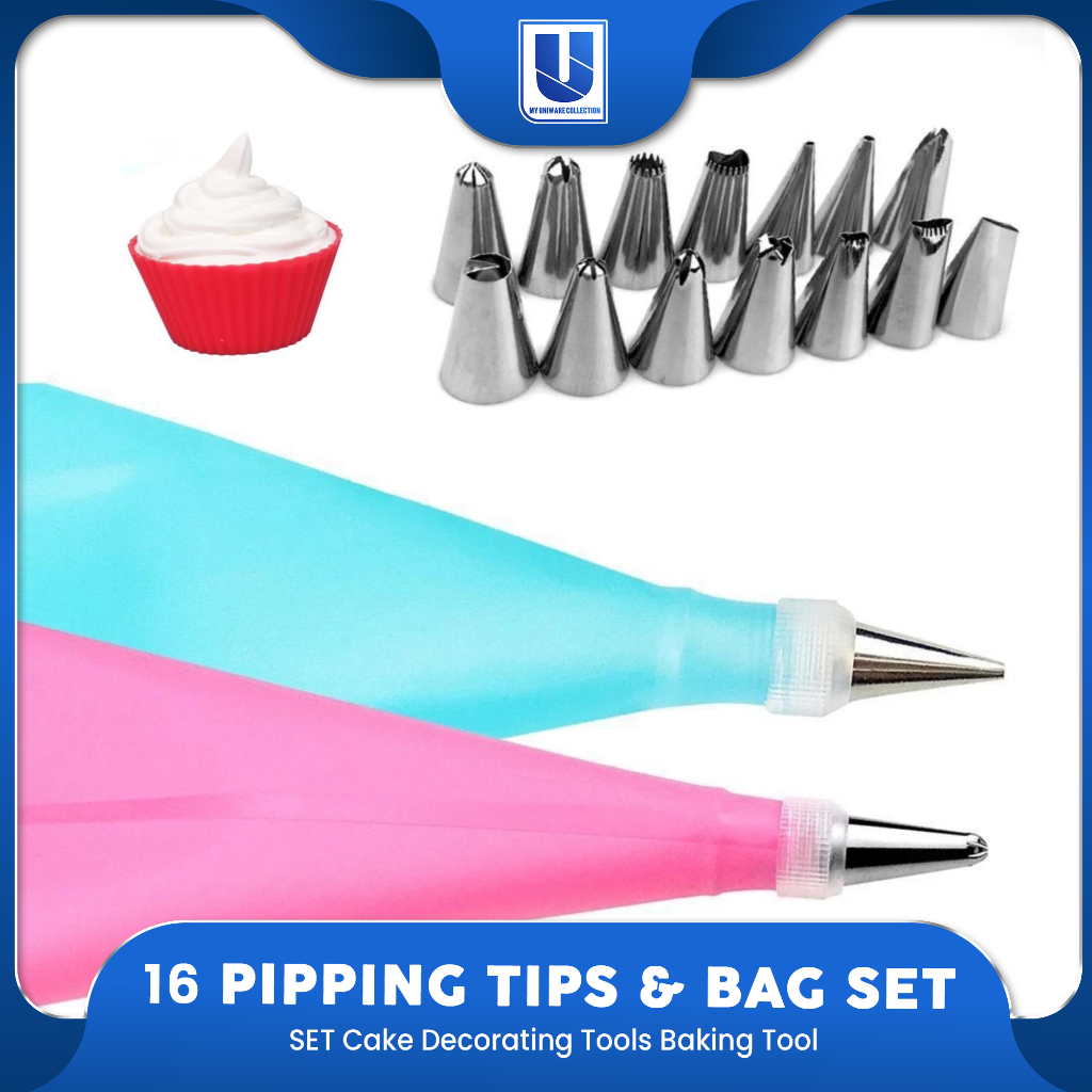 16pcs Cake Decorating Set Piping Tips & Baking Tools for Cake, Cupcake ...