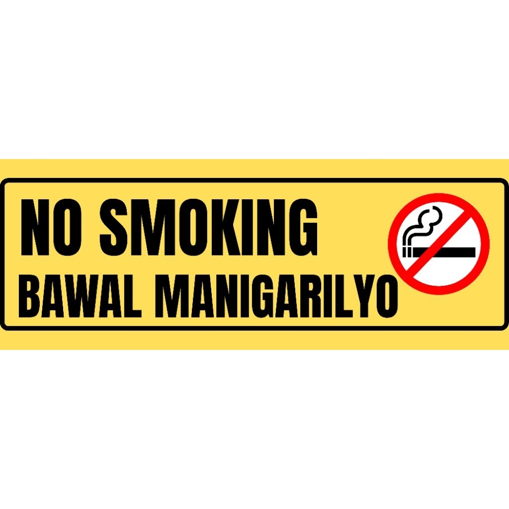 No Smoking Signage Laminated Signage 3x8 size | Shopee Philippines