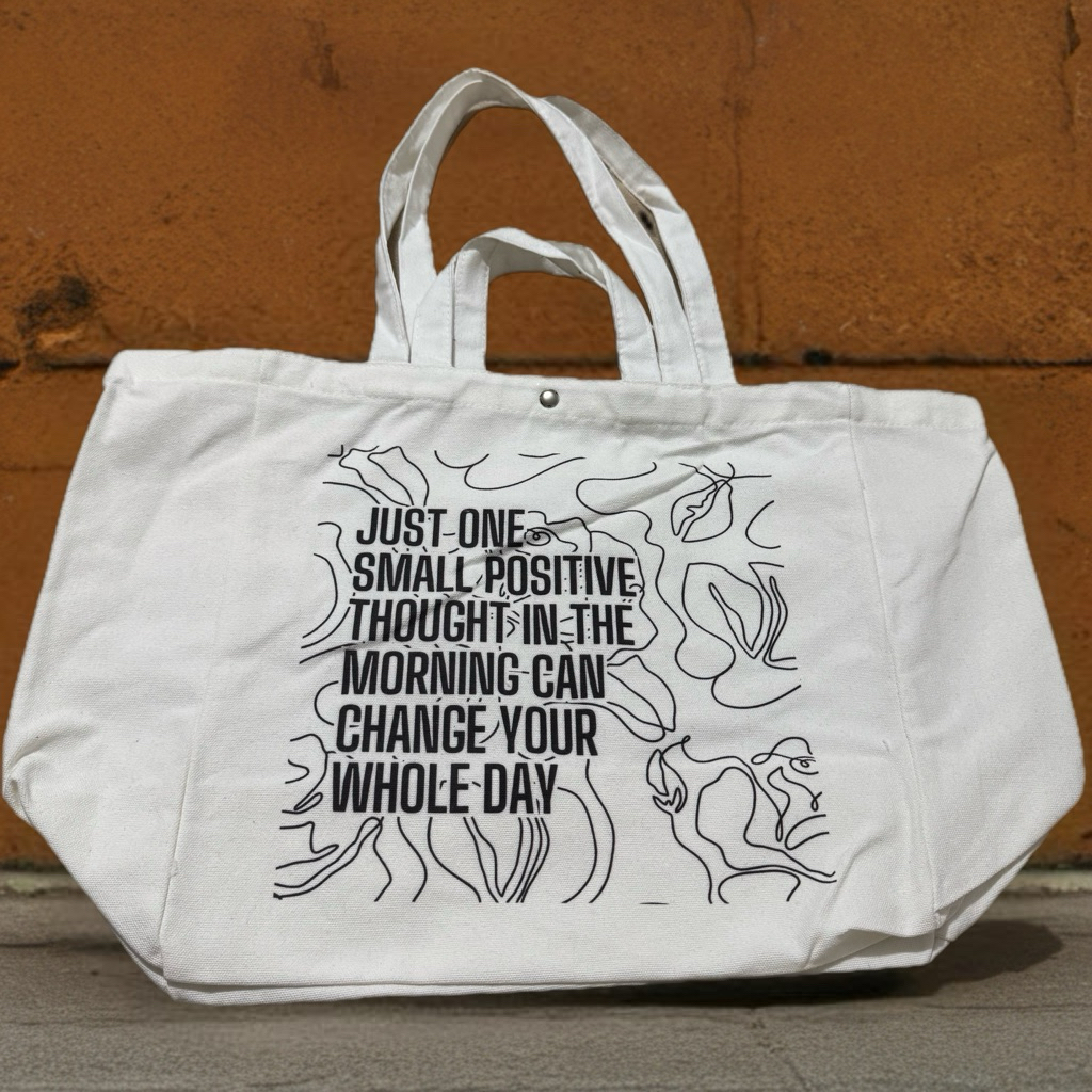 Canvas tote bag 003 white (Positive thought design) | Shopee Philippines
