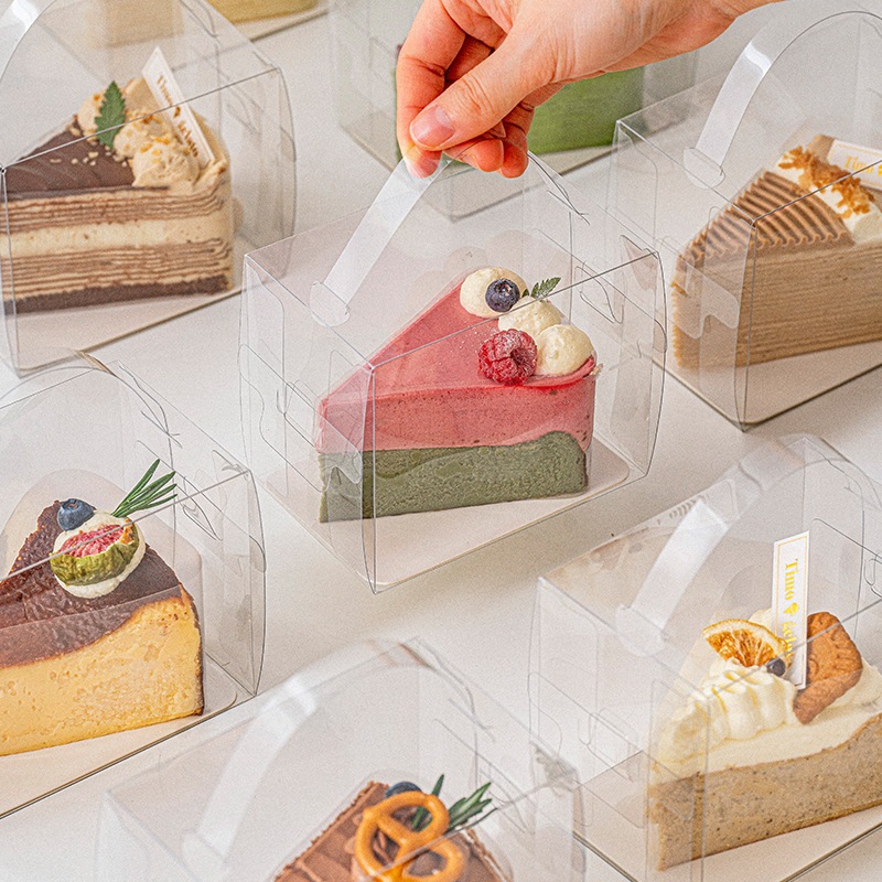 10Pcs Handheld Cake Slice Box (2/3 Inch) - Transparent, Thickened ...